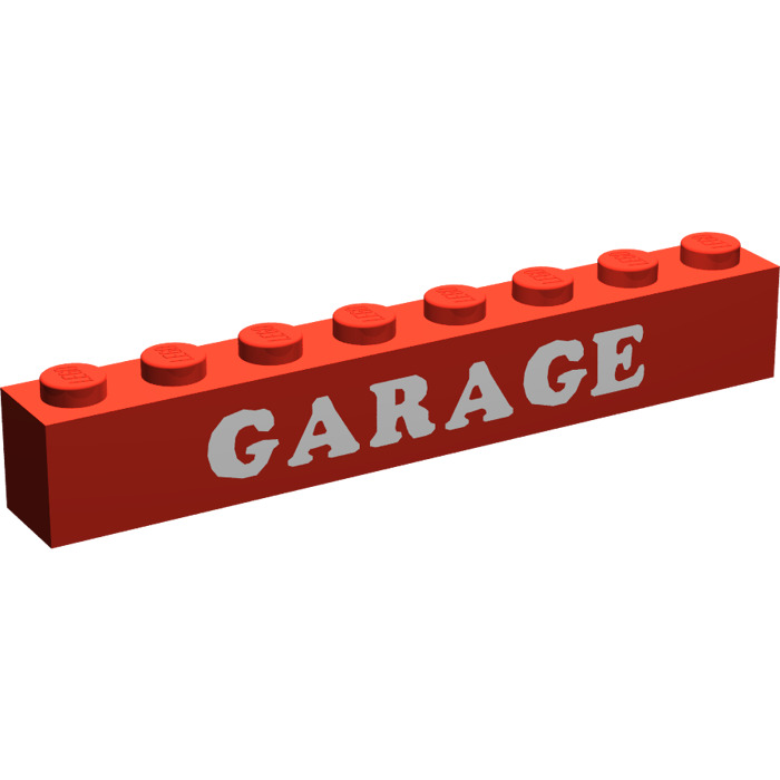 LEGO Red Brick 1 x 8 with White "GARAGE" (3008) | Brick Owl - LEGO ...