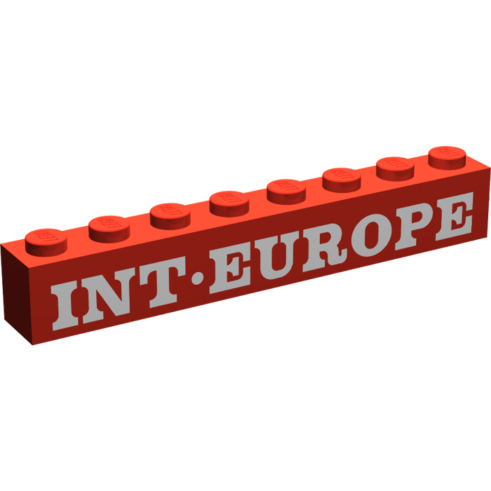 LEGO Red Brick 1 x 8 with White INT. EUROPE Pattern (3008) | Brick Owl ...