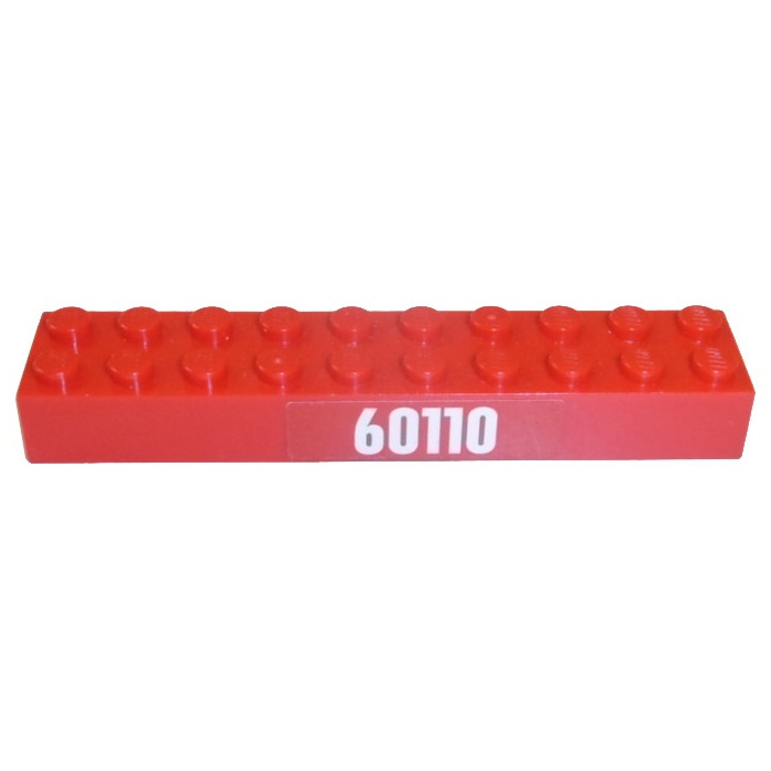 LEGO Red Brick 2 x 10 with '60110' (both sides) Sticker (3006) | Brick ...