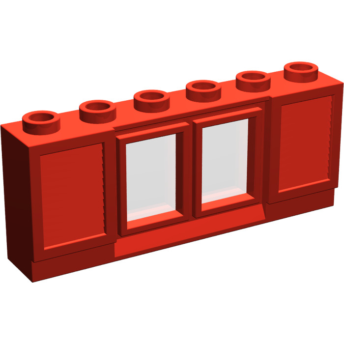 LEGO Red Classic Window 1 x 6 x 2 with 2 Panes and Shutters Short Lip ...