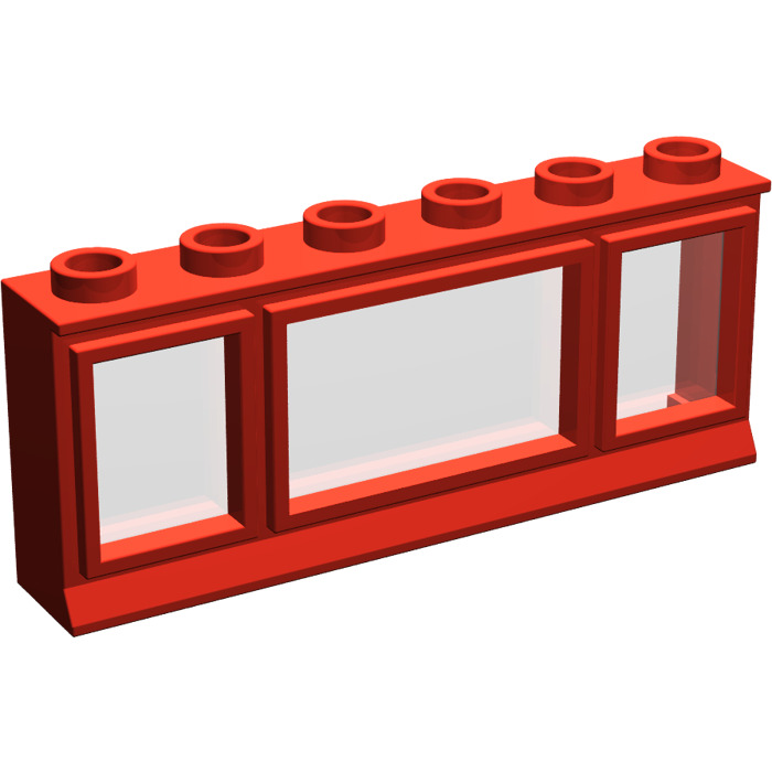 LEGO Red Classic Window 1 x 6 x 2 with Hollow Studs and Glass | Brick ...