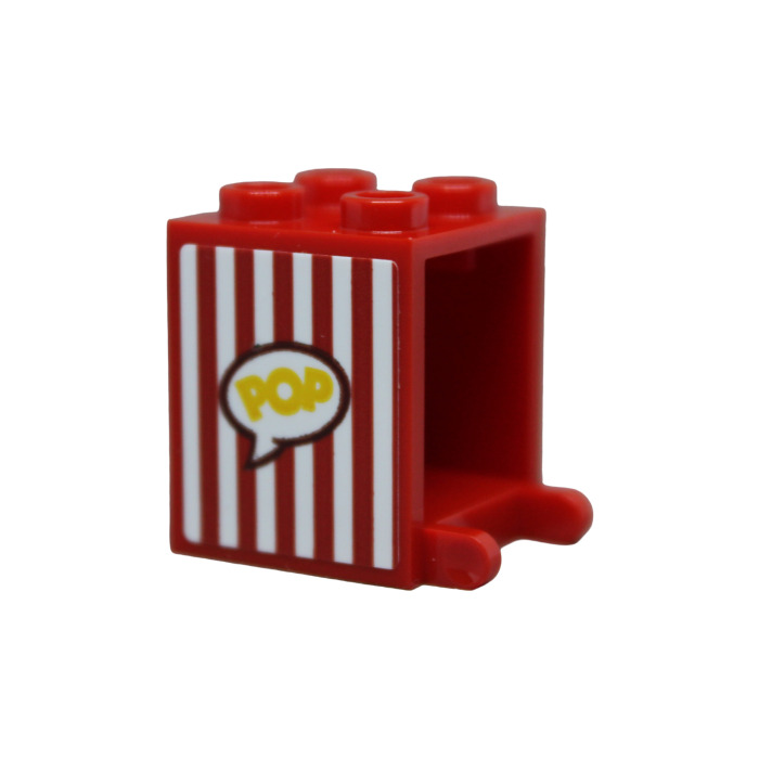 LEGO Container 2 x 2 x 2 with Red and White Stripes and Yellow POP in ...