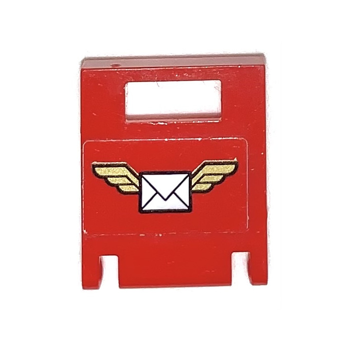 LEGO Red Container Box 2 x 2 x 2 Door with Slot with Winged Envelope ...