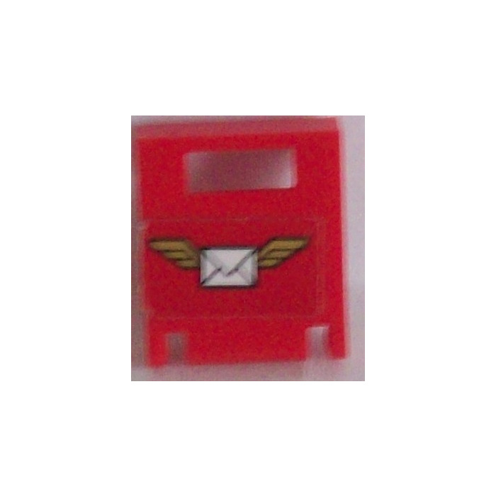 LEGO Red Container Box 2 x 2 x 2 Door with Slot with Winged Envelope ...