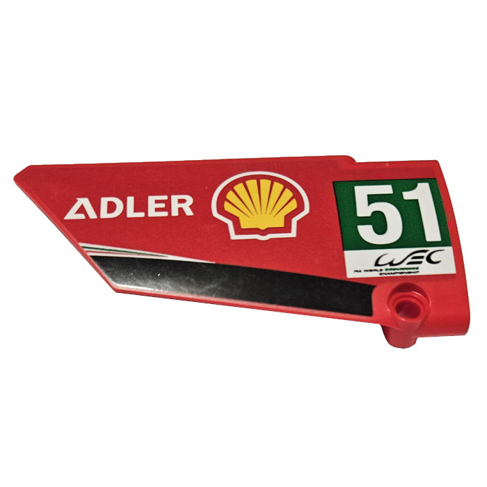 LEGO Curved Panel 17 Left with Adler, Shell logo, '51' Sticker (64392 ...