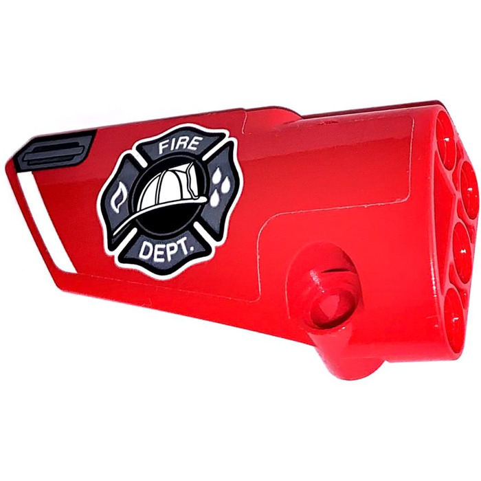 LEGO Red Curved Panel 3 Left with Fire Dept. Emblem Sticker (64683 ...