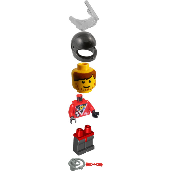 LEGO Red Diver with Black Legs and Stubble with Flippers Minifigure ...