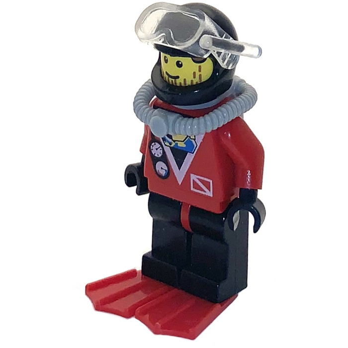 LEGO Red Diver with Black Legs and Stubble with Flippers Minifigure ...