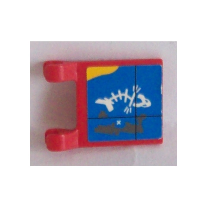 LEGO Red Flag 2 x 2 with Blue Map Sticker without Flared Edge (2335 ...