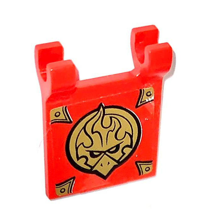 LEGO Red Flag 2 x 2 with Gold Chima Eagle Emblem and Gold Corners ...