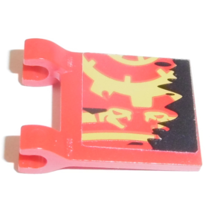 LEGO Red Flag 2 x 2 with Yellow Gear, Black Ripped Edge, Snakes Sticker ...