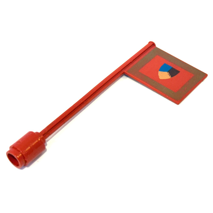 LEGO Red Flag on Ridged Flagpole with Knights Tournament Sticker (3596 ...