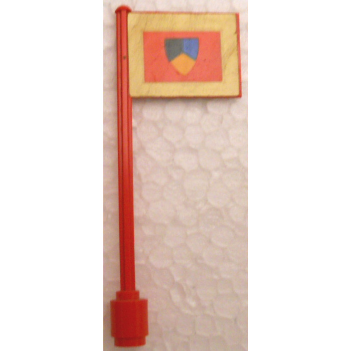 LEGO Red Flag on Ridged Flagpole with Knights Tournament Sticker (3596 ...