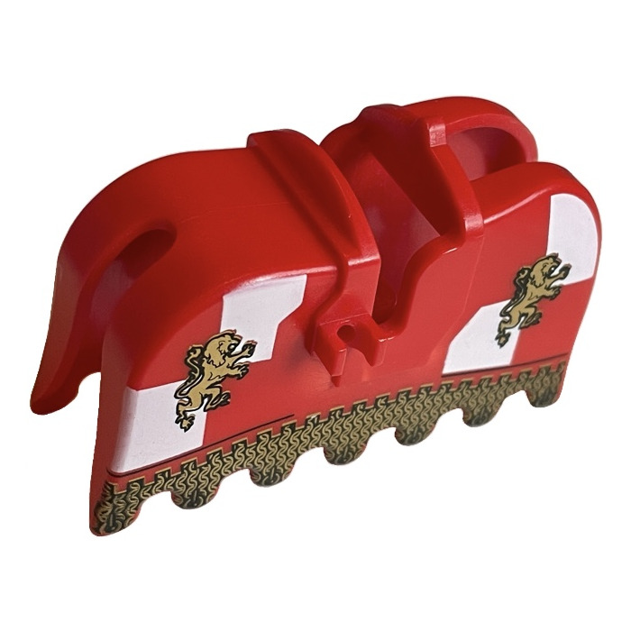 LEGO Red Horse Barding with Gold Lions, Red and White Checkered (2490 / ...