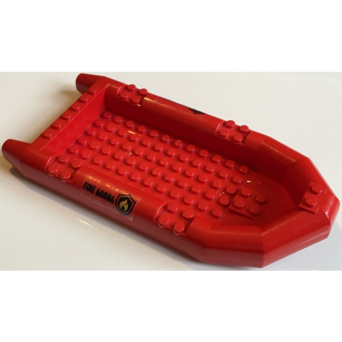 LEGO Red Large Dinghy 22 x 10 x 3 with Fire Logo and ‘FIRE 60086 ...