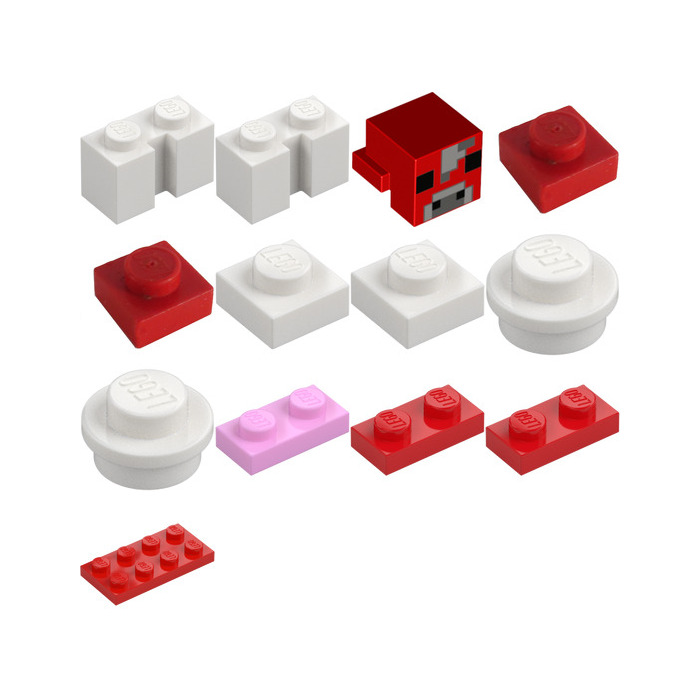 LEGO Red Minecraft Mooshroom (Red and White) with Gray Forehead | Brick ...