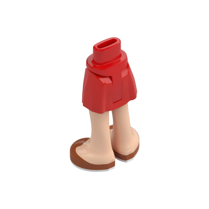 LEGO Red Minidoll Hip with Curved Skirt with Light Flesh Legs and Dark ...