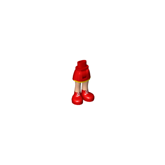 LEGO Red Minidoll Hip with Curved Skirt with Red Boots with White Laces ...