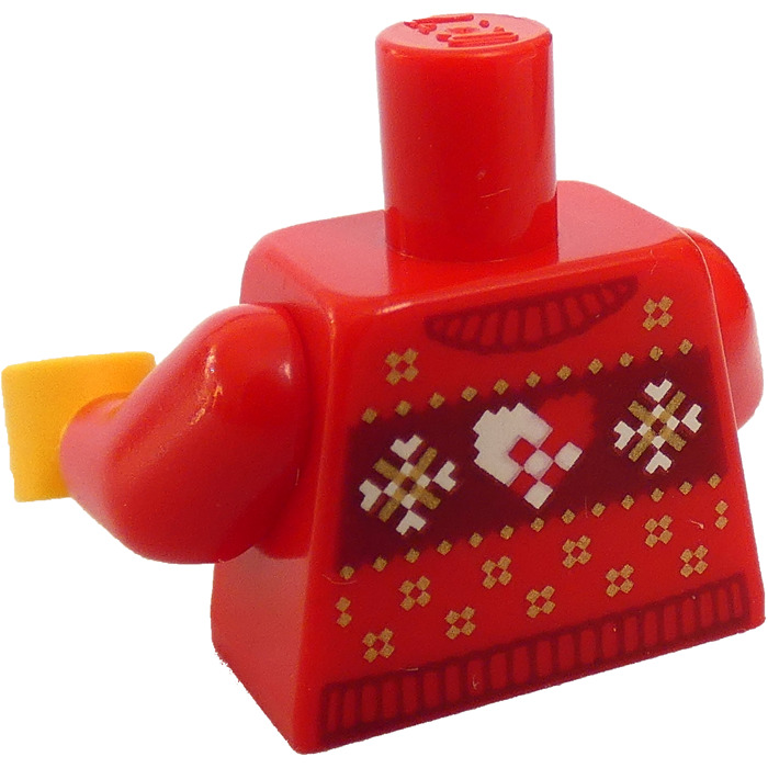 LEGO Red Minifig Torso Christmas Jumper with Snowflakes and Heart (973 ...