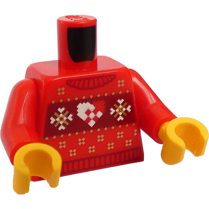 LEGO Red Minifig Torso Christmas Jumper with Snowflakes and Heart (973 ...