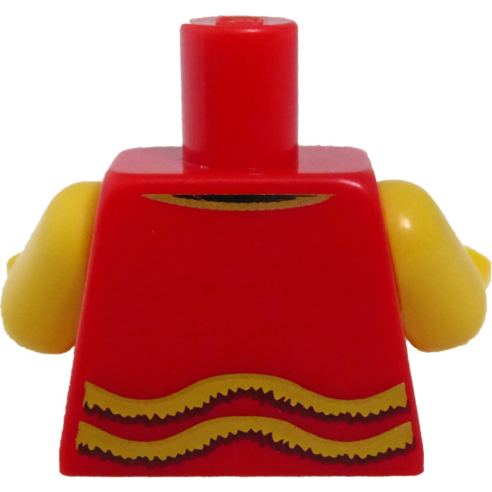 LEGO Red Minifig Torso with Dragon Head and Yellow Fringe (973) | Brick ...
