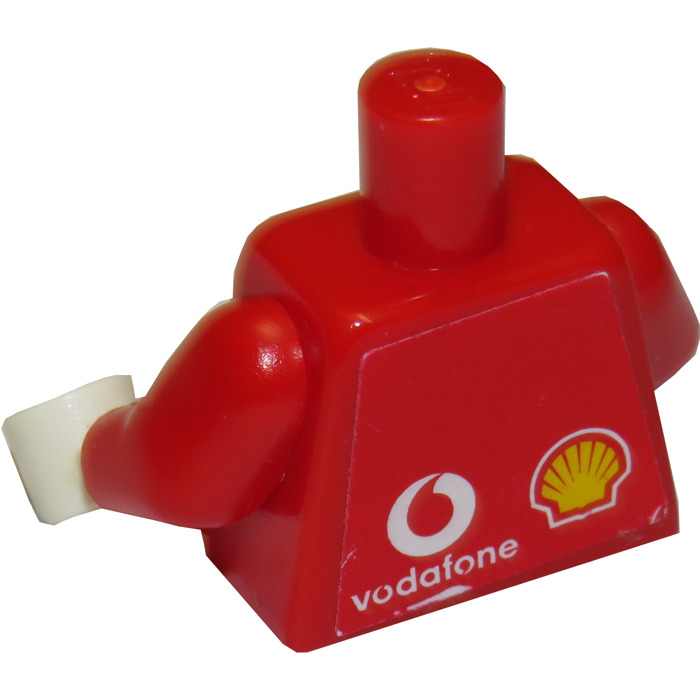 LEGO Red Minifig Torso with Ferrari Shield Sticker on Front and ...