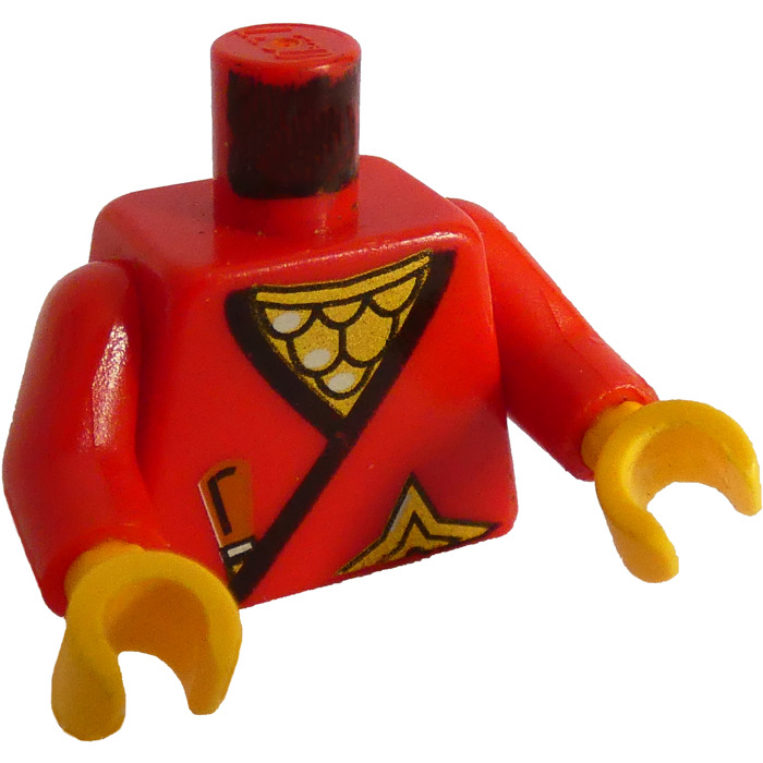 LEGO Red Minifig Torso with Ninja Wrap, Dagger and Gold Throwing Star ...