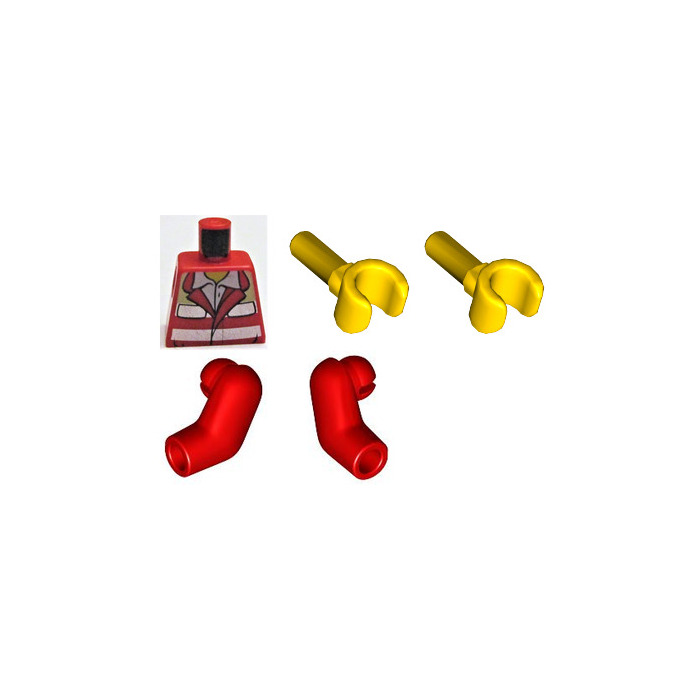 LEGO Red Minifigure Torso Paramedic's Jacket with Grey Stripes, over ...