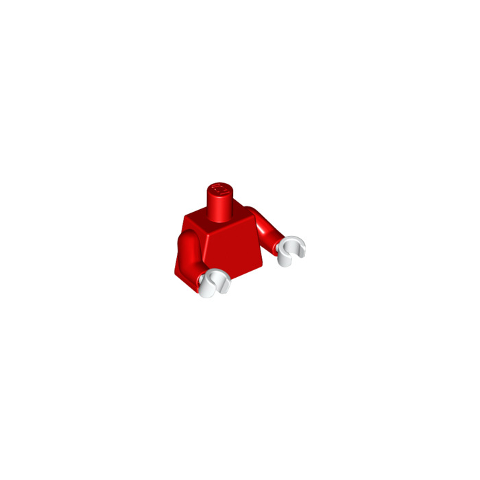 LEGO Red Minifigure Torso Undecorated with Red Arms and White Hands ...