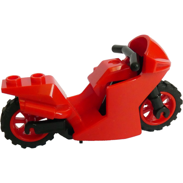 LEGO Motorcycle Sport Bike with Black Chassis, Red Wheels and Black ...