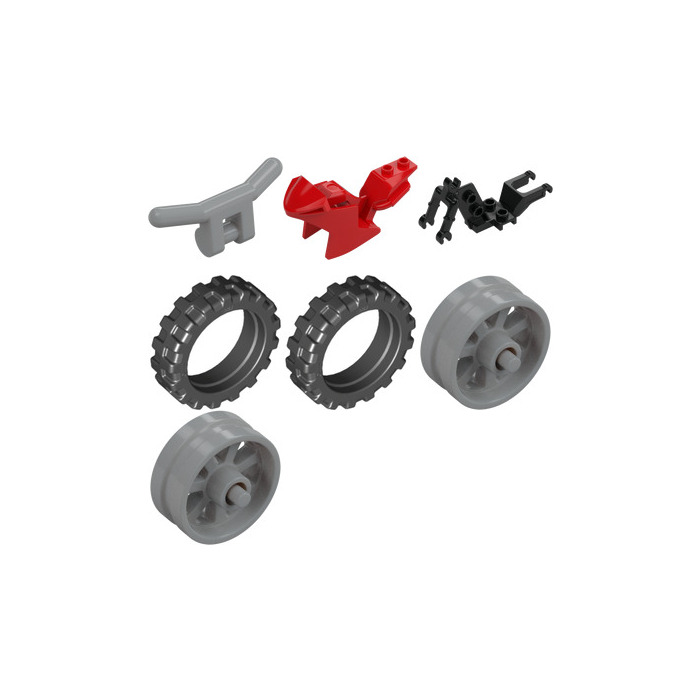 LEGO Red Motorcycle Sport Bike with Black Frame with Medium Stone Gray ...