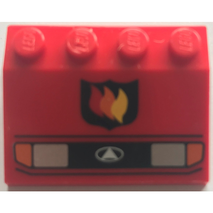 LEGO Red Mudguard Slope 3 x 4 with Headlights and Fire Logo (2513 / ...