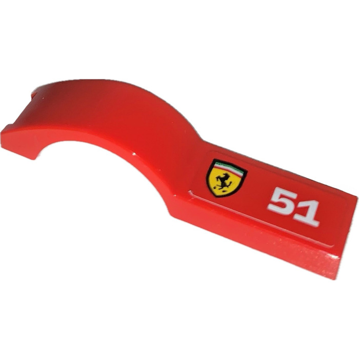 LEGO Mudguard Tile 1 x 4.5 with Ferrari Emblem and 51 Sticker (28960 ...