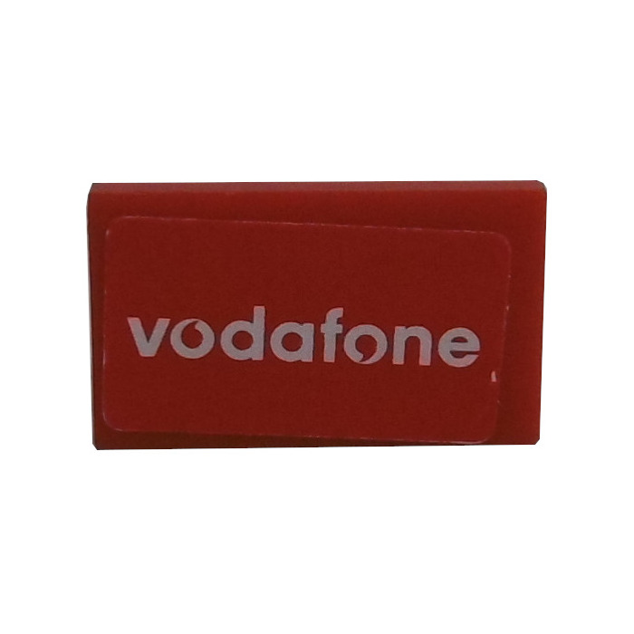 LEGO Panel 1 x 2 x 1 with White 'vodafone' Sticker with Square Corners ...