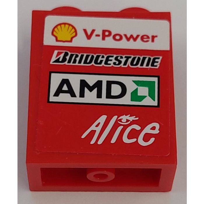 LEGO Panel 1 x 2 x 2 with V-Power, Bridgestone, AMD (Left) Sticker with ...