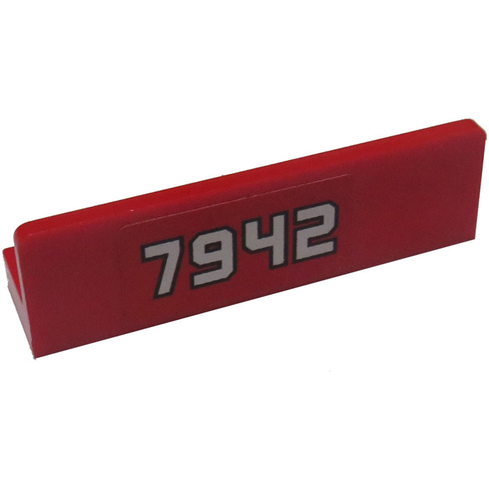 LEGO Red Panel 1 x 4 with Rounded Corners with White '7942' with Black ...
