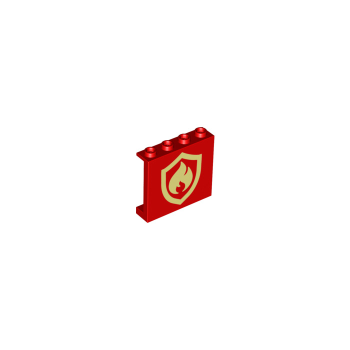 LEGO Red Panel 1 x 4 x 3 with Fire Logo with Side Supports (60581 / ...