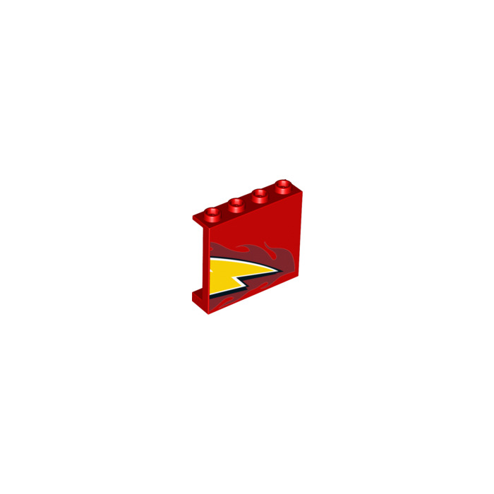 LEGO Panel 1 x 4 x 3 with Lightning McQueen yellow flash end with Side ...