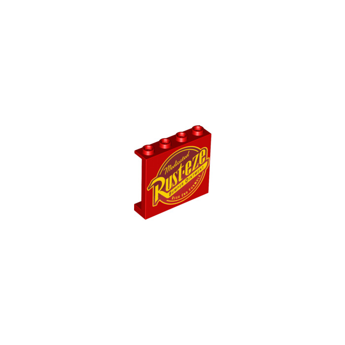 LEGO Red Panel 1 x 4 x 3 with 'Rust-eze' with Side Supports (32904 / ...