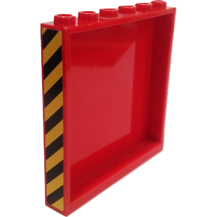 LEGO Red Panel 1 x 6 x 5 with Black and Yellow Danger Stripes (Both ...