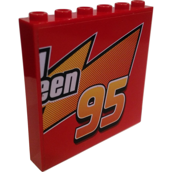 LEGO Red Panel 1 x 6 x 5 with Lightning McQueen and 95 (Left Half ...