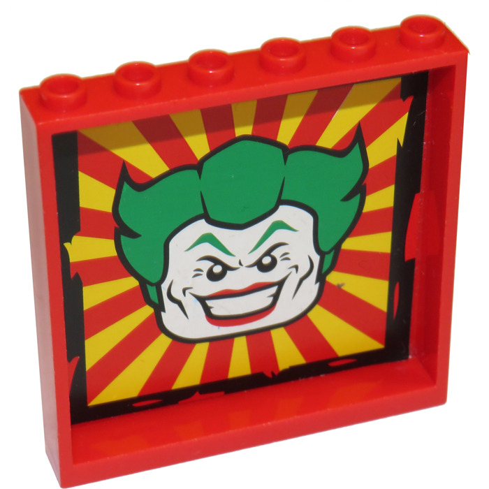 LEGO Red Panel 1 x 6 x 5 with The Joker Head Sticker (59349) | Brick ...
