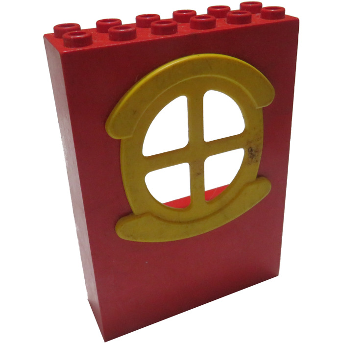 LEGO Red Panel 2 x 6 x 7 Fabuland with Round Yellow Window (3890 ...