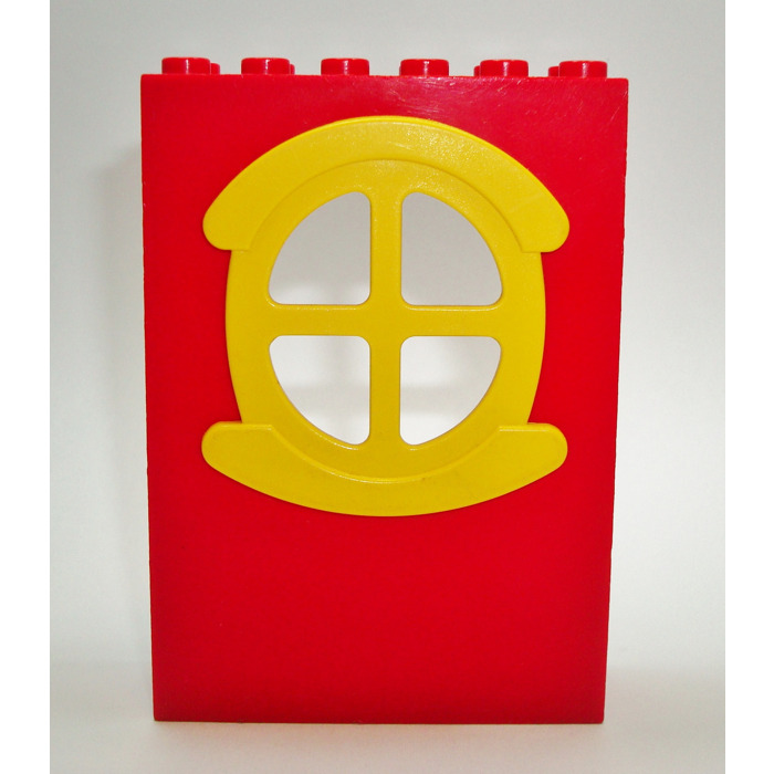 LEGO Red Panel 2 x 6 x 7 Fabuland with Round Yellow Window (3890 ...