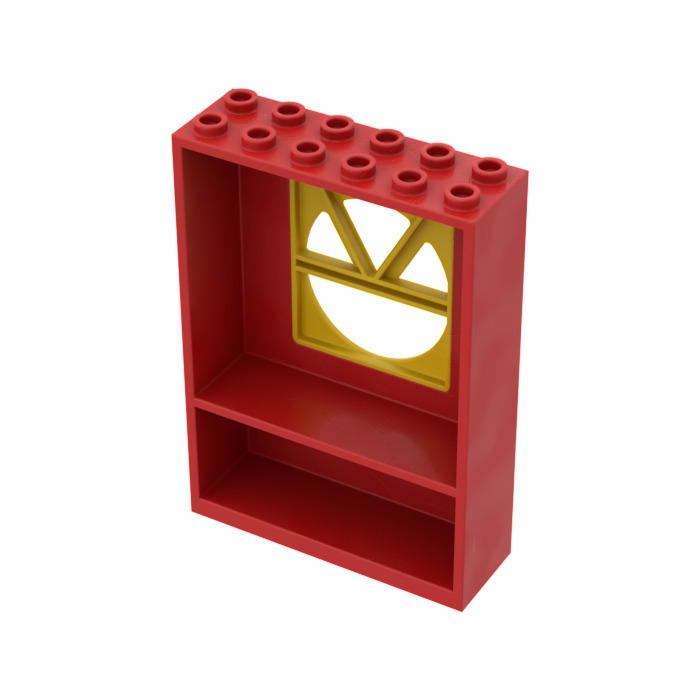 LEGO Red Panel 2 x 6 x 7 Fabuland with Yellow Round Top Window (3890 ...