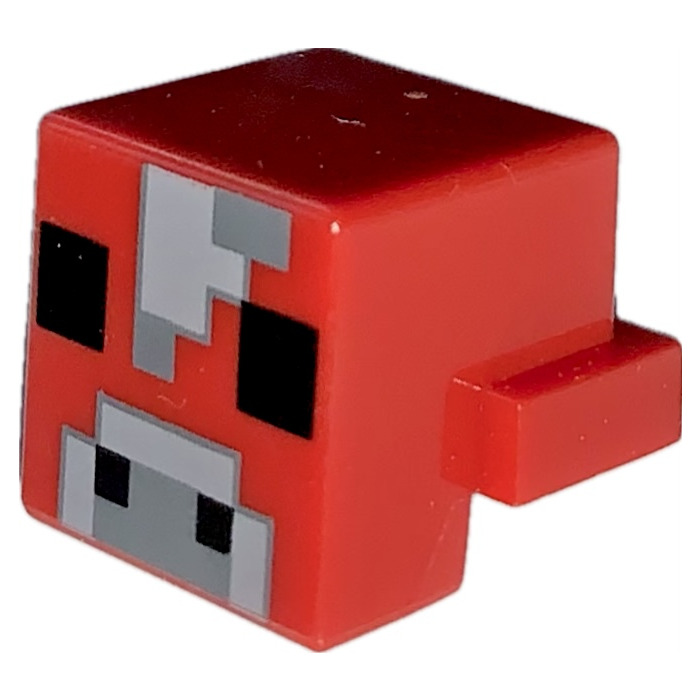 LEGO Red Pixelated Minecraft Animal Head with Mooshroom Head with Nose ...