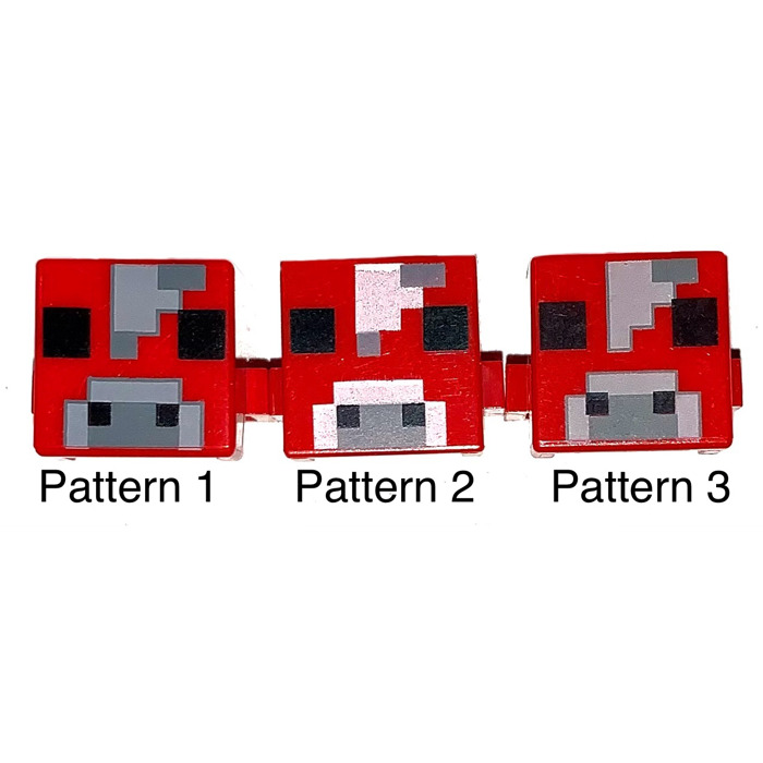 LEGO Red Pixelated Minecraft Animal Head with Mooshroom Head with Nose Pattern 3 with Nose ...