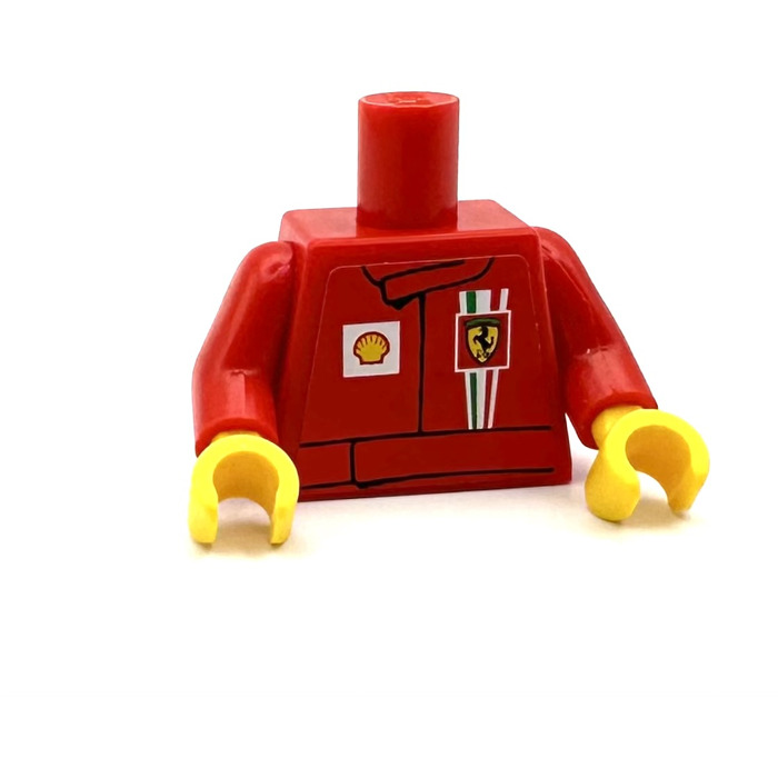 LEGO Plain Torso with Red Arms and Yellow Hands with Torso with Ferrari ...