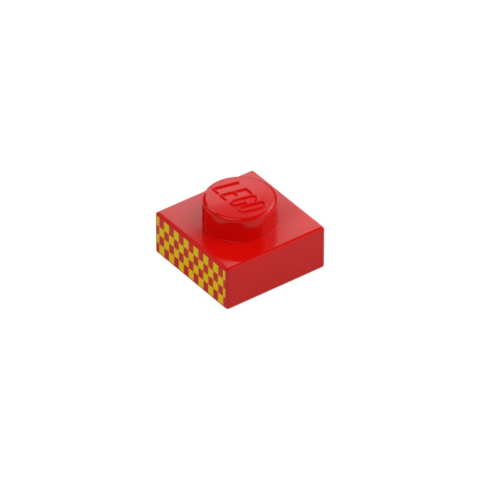 LEGO Red Plate 1 x 1 with Orange Checkered Pattern (3024) | Brick Owl ...