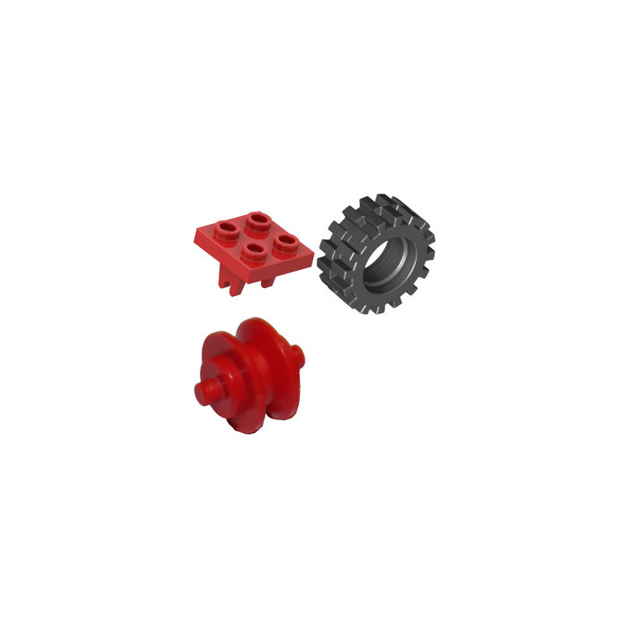 LEGO Rouge Plate 2 x 2 with Wheel Holder with Red Wheel and Black Tire ...